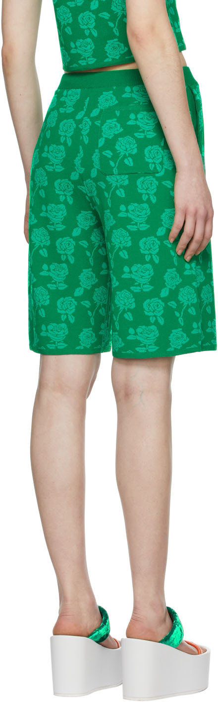Pushbutton Green Polyester Shorts Pushbutton