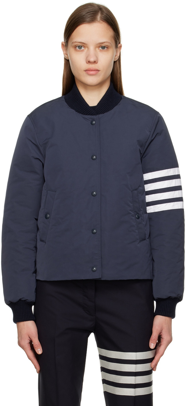 Thom Browne Navy 4-Bar Down Jacket Thom Browne