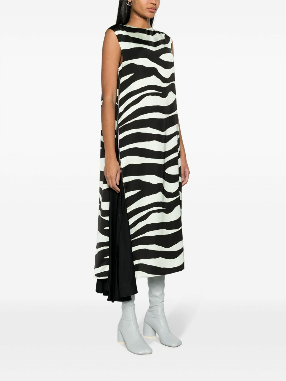 Jil Sander Black Zebra-Print Midi Dress Jil Sander