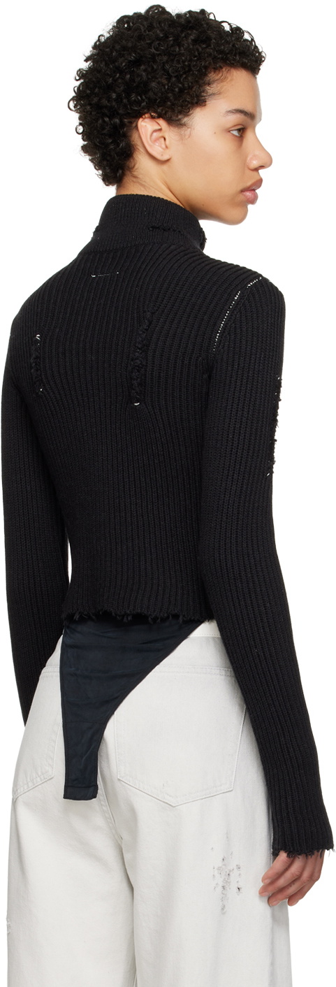 MM6 Maison Margiela Black Distressed Sweater MM6 Maison Margiela