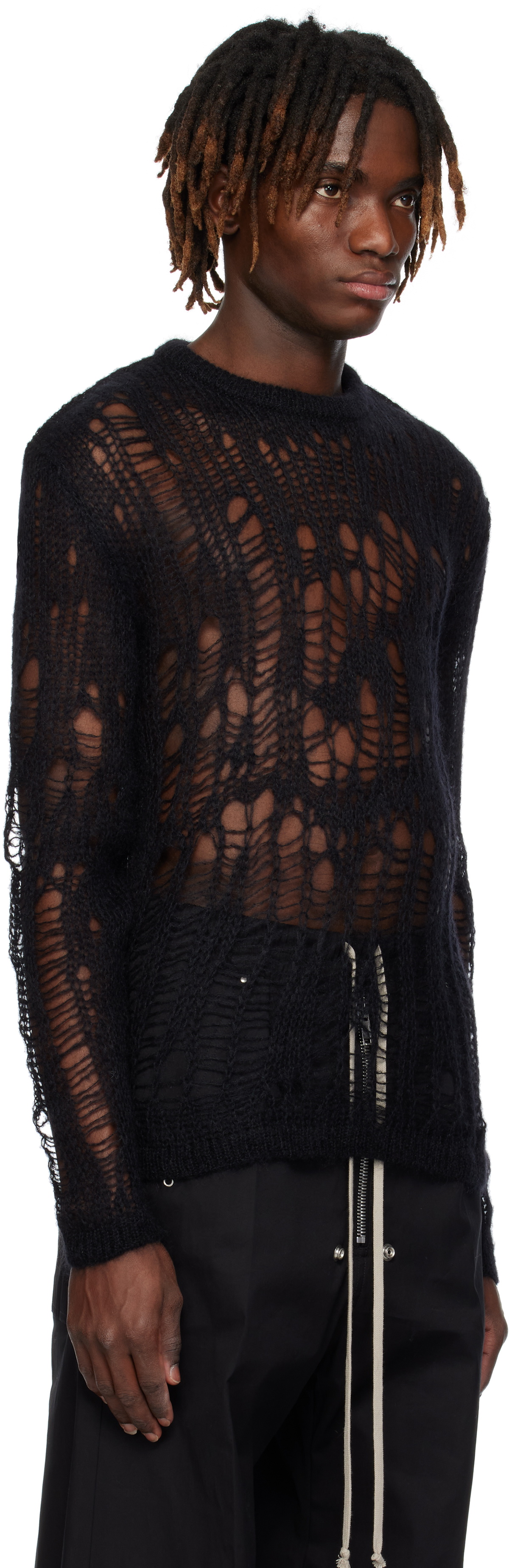 Rick Owens Black Hollywood Biker Round Neck Sweater Rick Owens