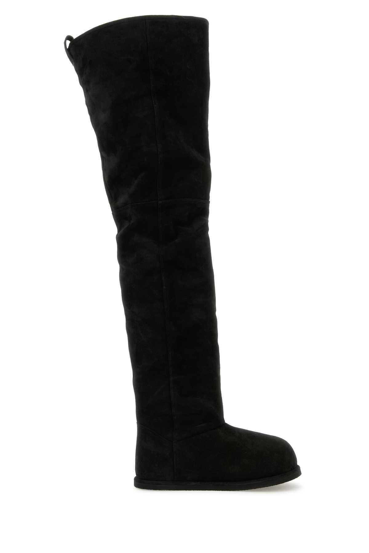 Amina Muaddi Black Suede Heidi Over-the-knee Boots Amina Muaddi