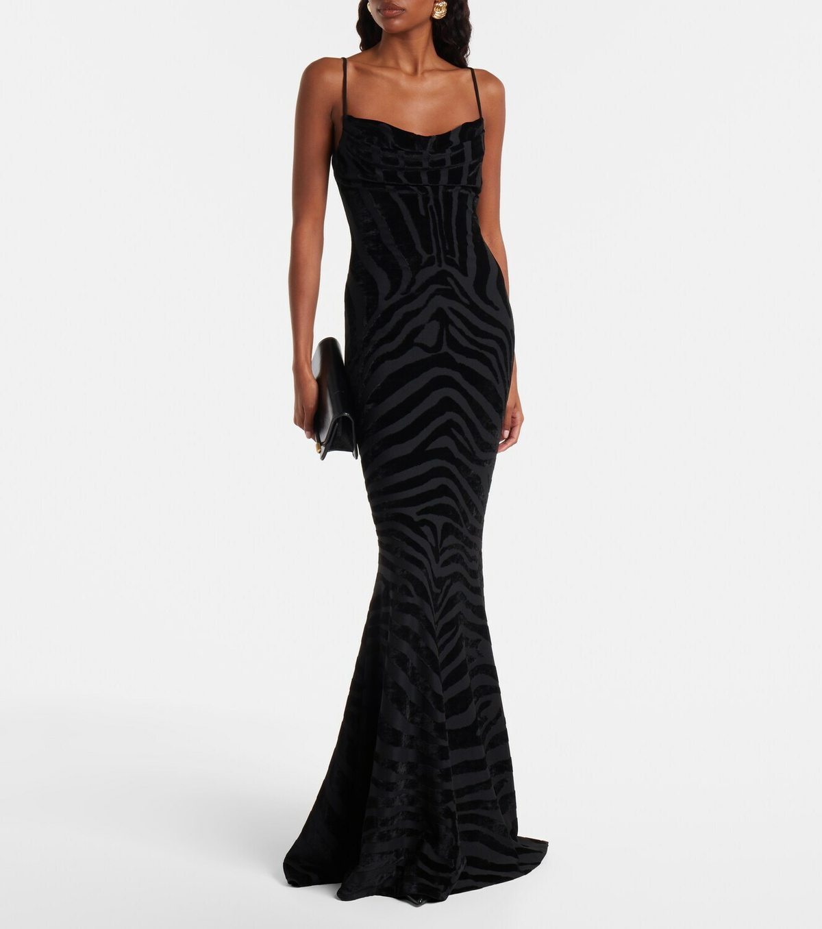 Balmain Zebra-print velvet maxi dress Balmain