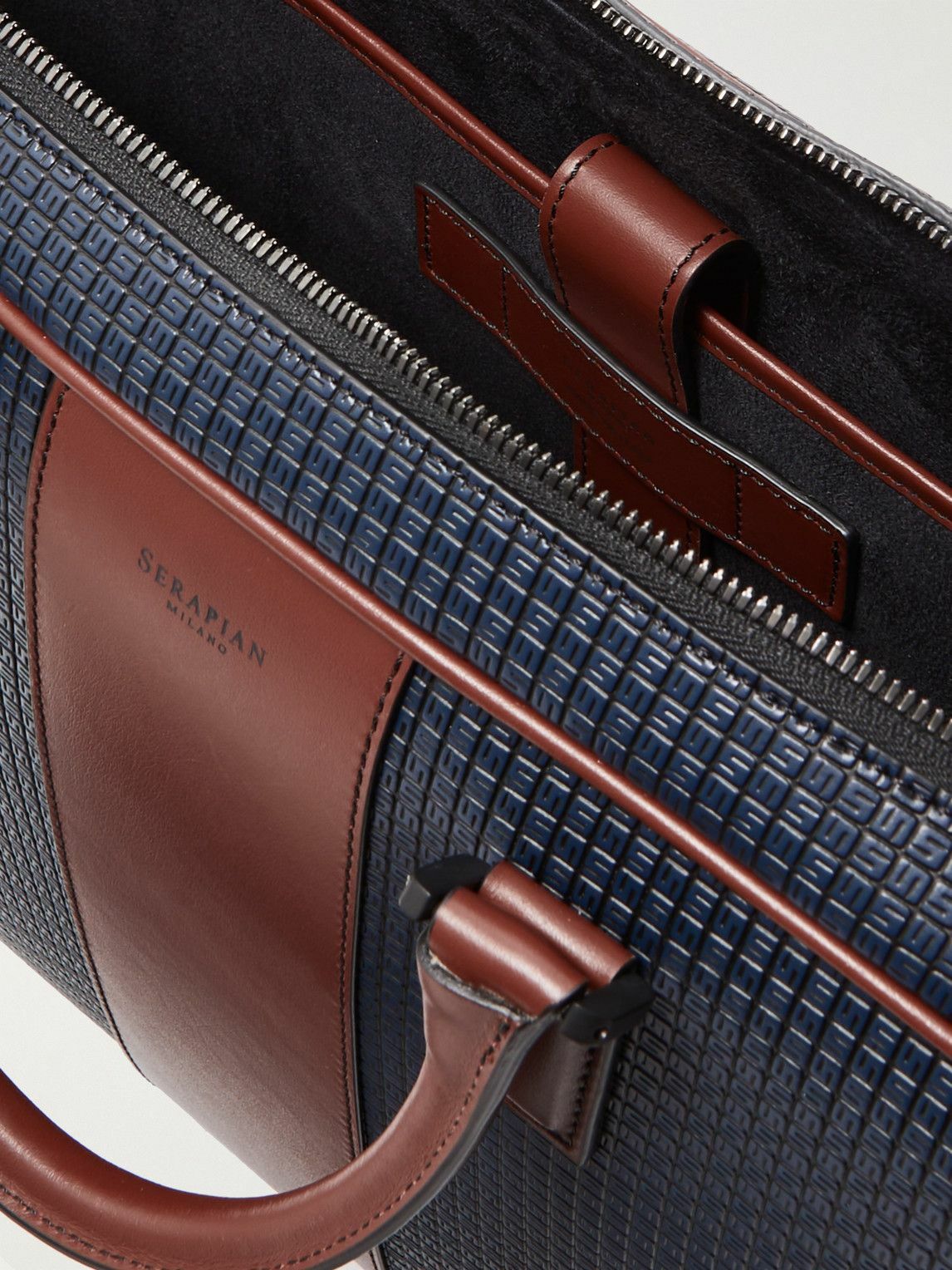 Serapian - Stepan Leather-Trimmed Monogrammed Coated-Canvas Briefcase ...