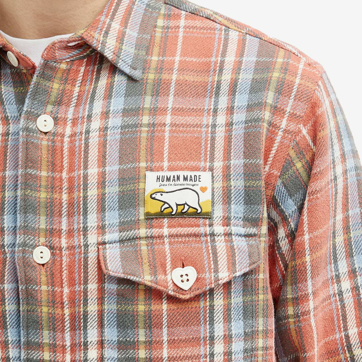 Human Made Men's Check Overshirt in Red Human Made