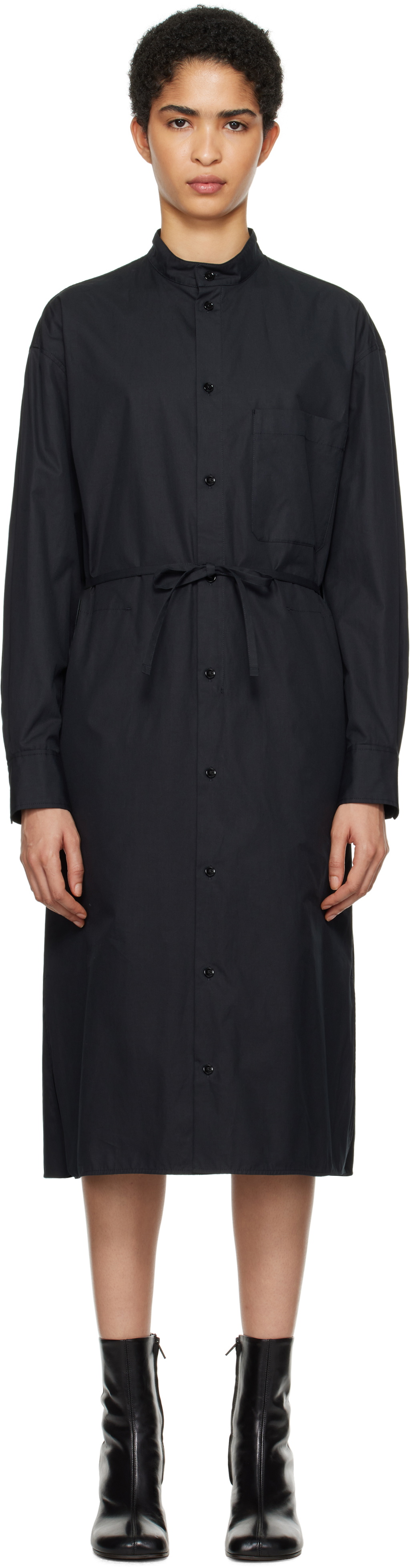 LEMAIRE Black Drawstring Shirt Midi Dress Lemaire
