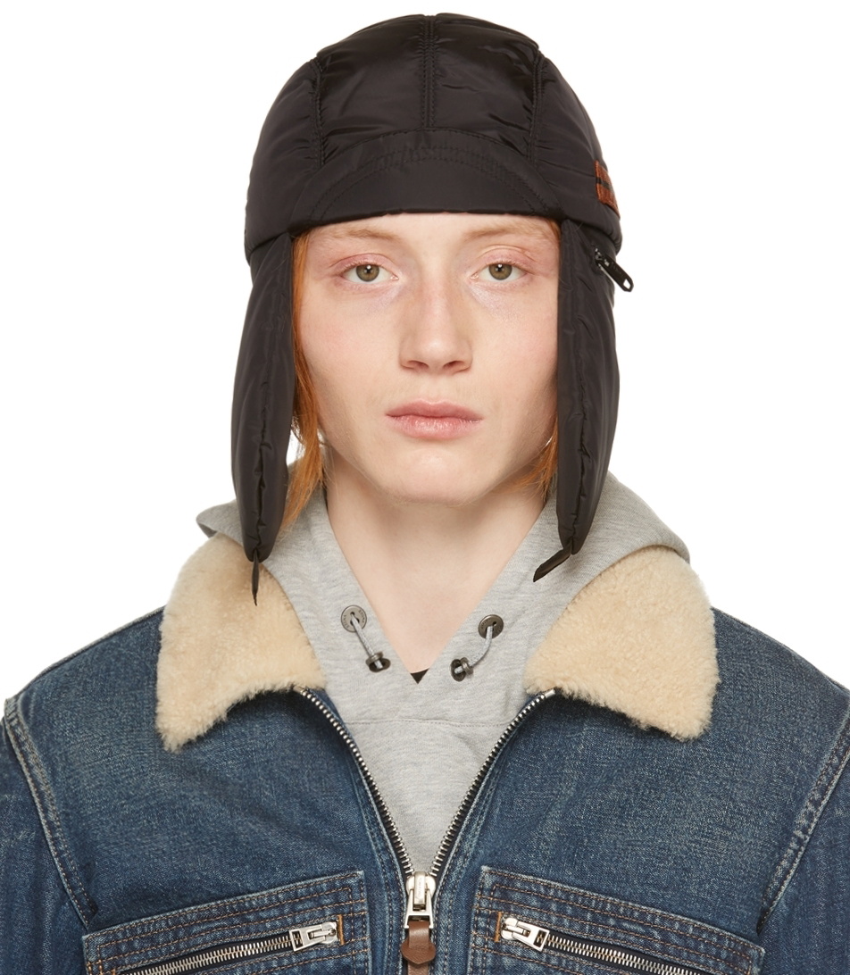 ZEGNA Black Quilted Aviator Hat Zegna