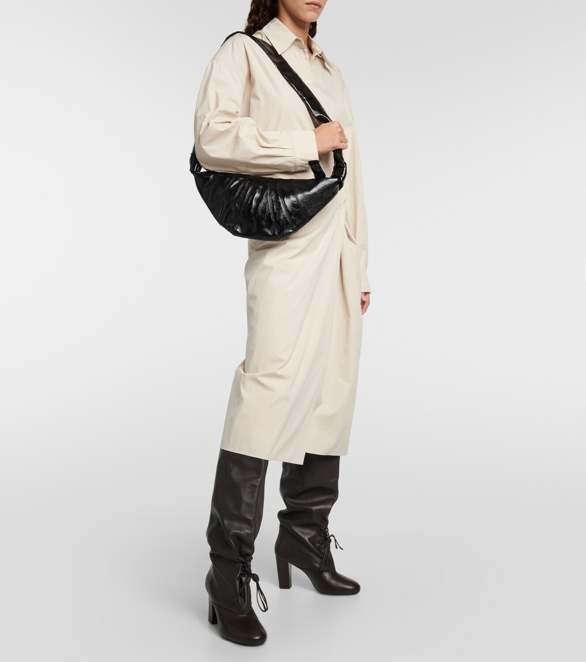 Lemaire Croissant Small coated canvas shoulder bag Lemaire