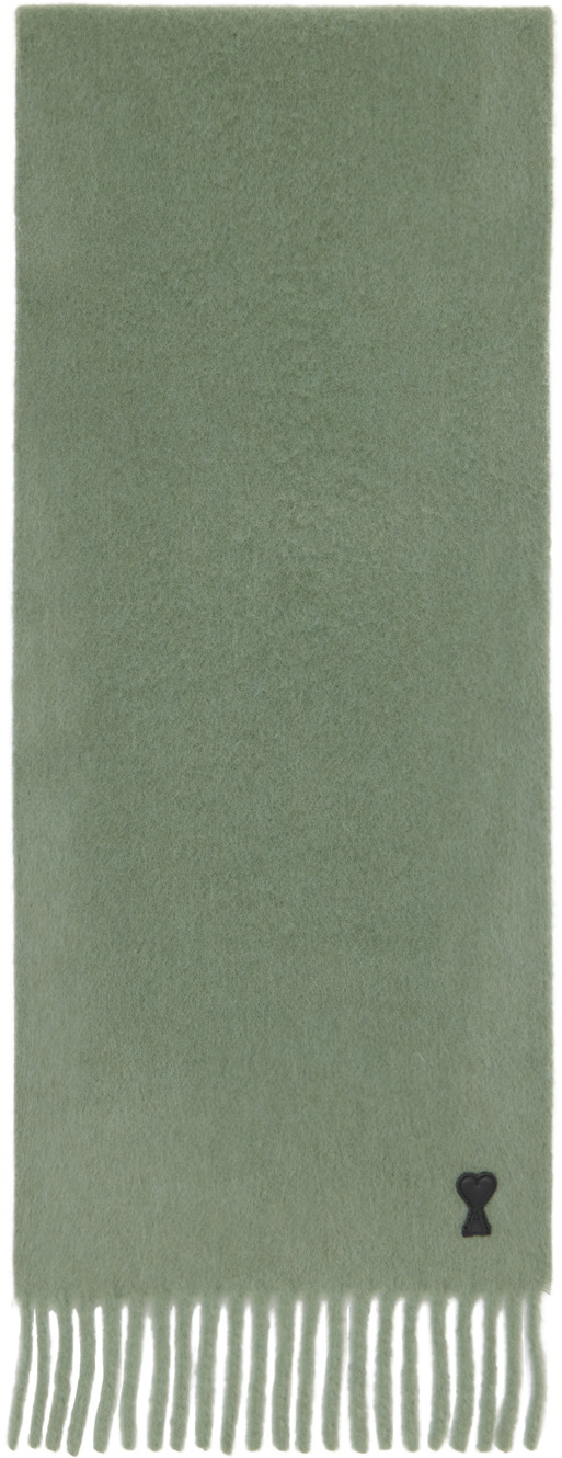 AMI Paris Green Ami de Cœur Scarf AMI