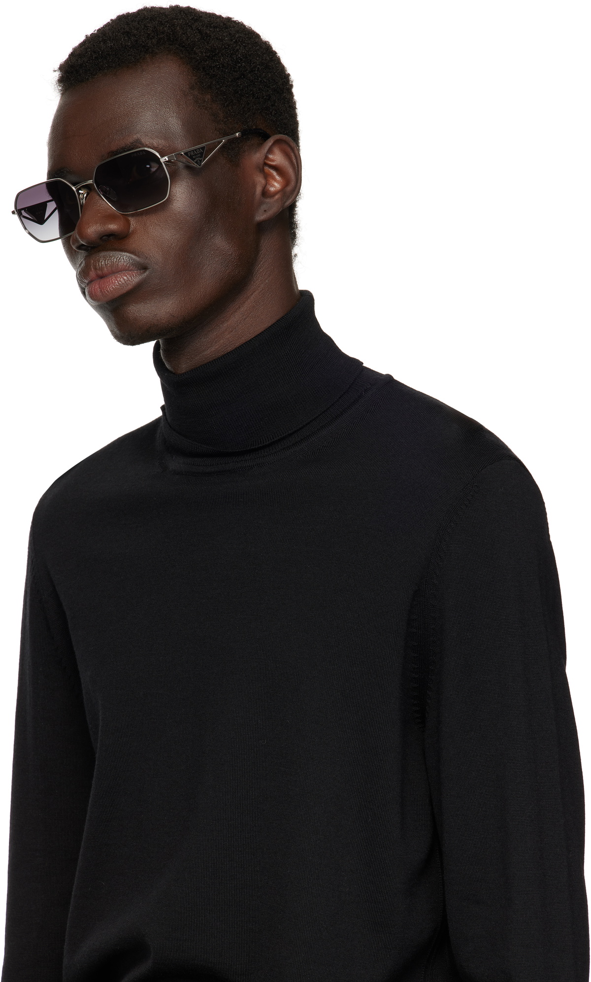 Prada Eyewear Silver Triangle Logo Sunglasses Prada