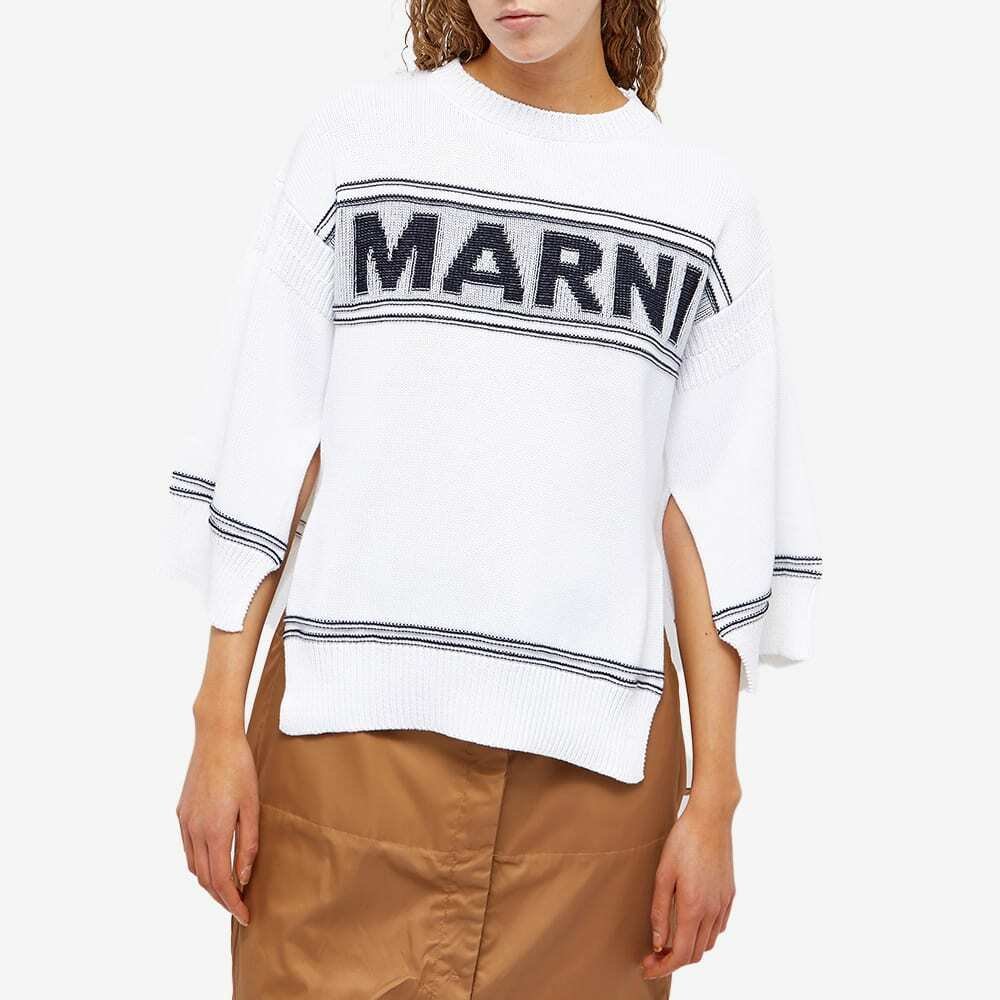 Marni Women's Loose Knit Logo Sweater in Lily White Marni