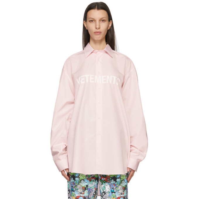 VETEMENTS Pink Front Logo Shirt Vetements