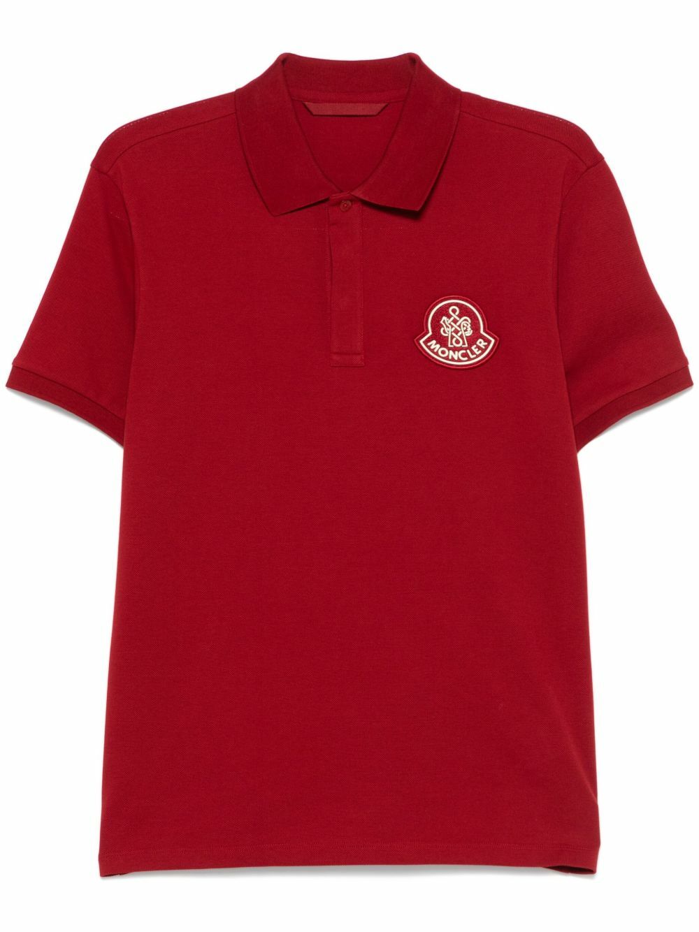 Moncler Red Logo-Appliqué Polo Shirt Moncler