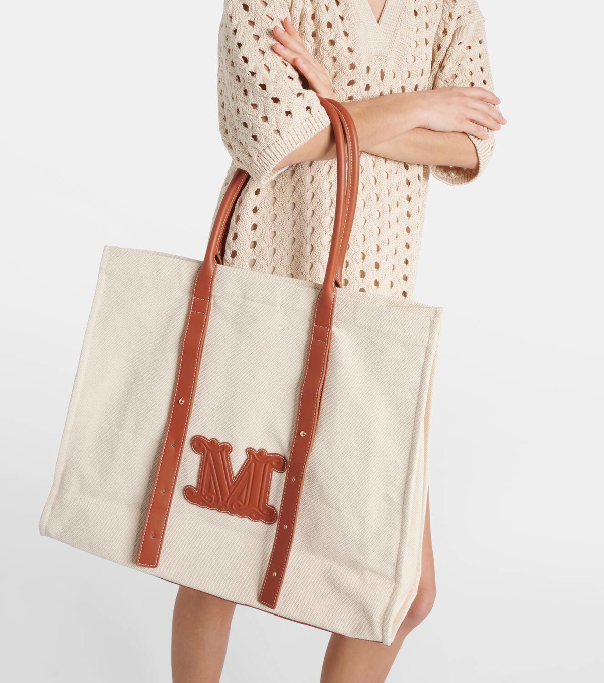 Max Mara Brava leather-trimmed tote bag Max Mara