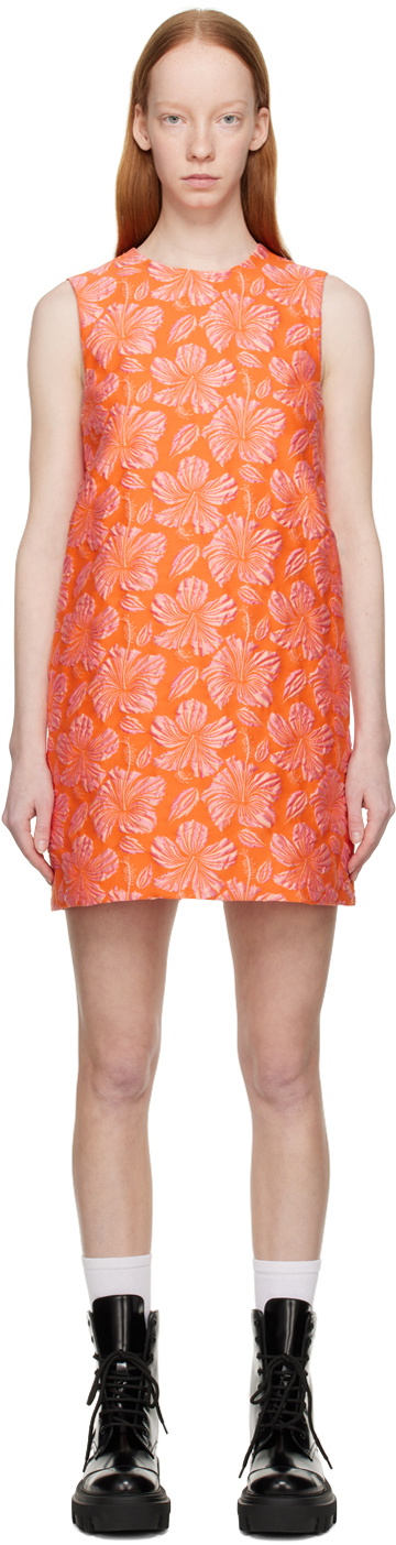 MSGM Orange Jacquard Mini Dress MSGM