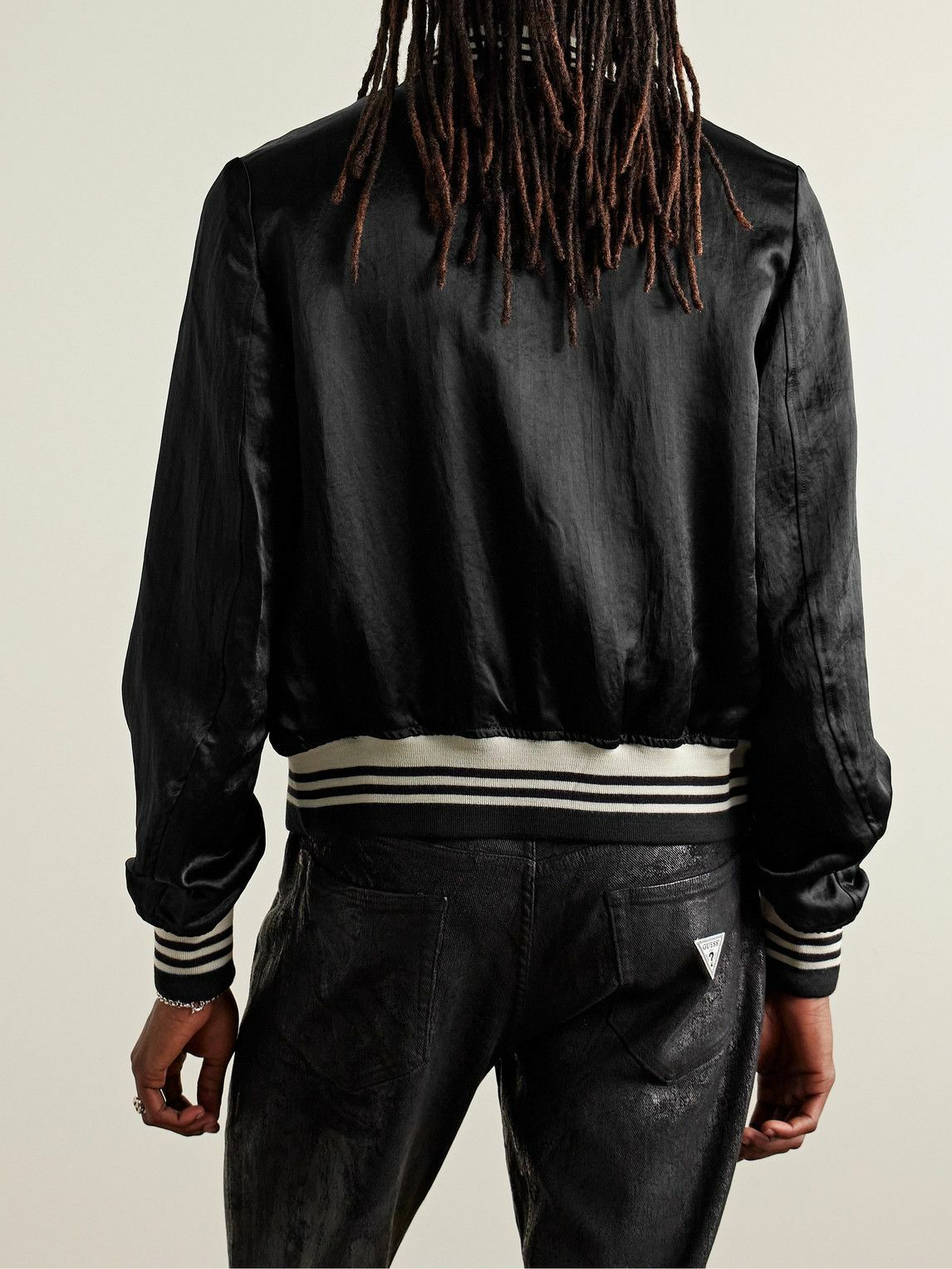 AMIRI - Logo-Embroidered Appliquéd Satin-Twill Bomber Jacket - Black Amiri