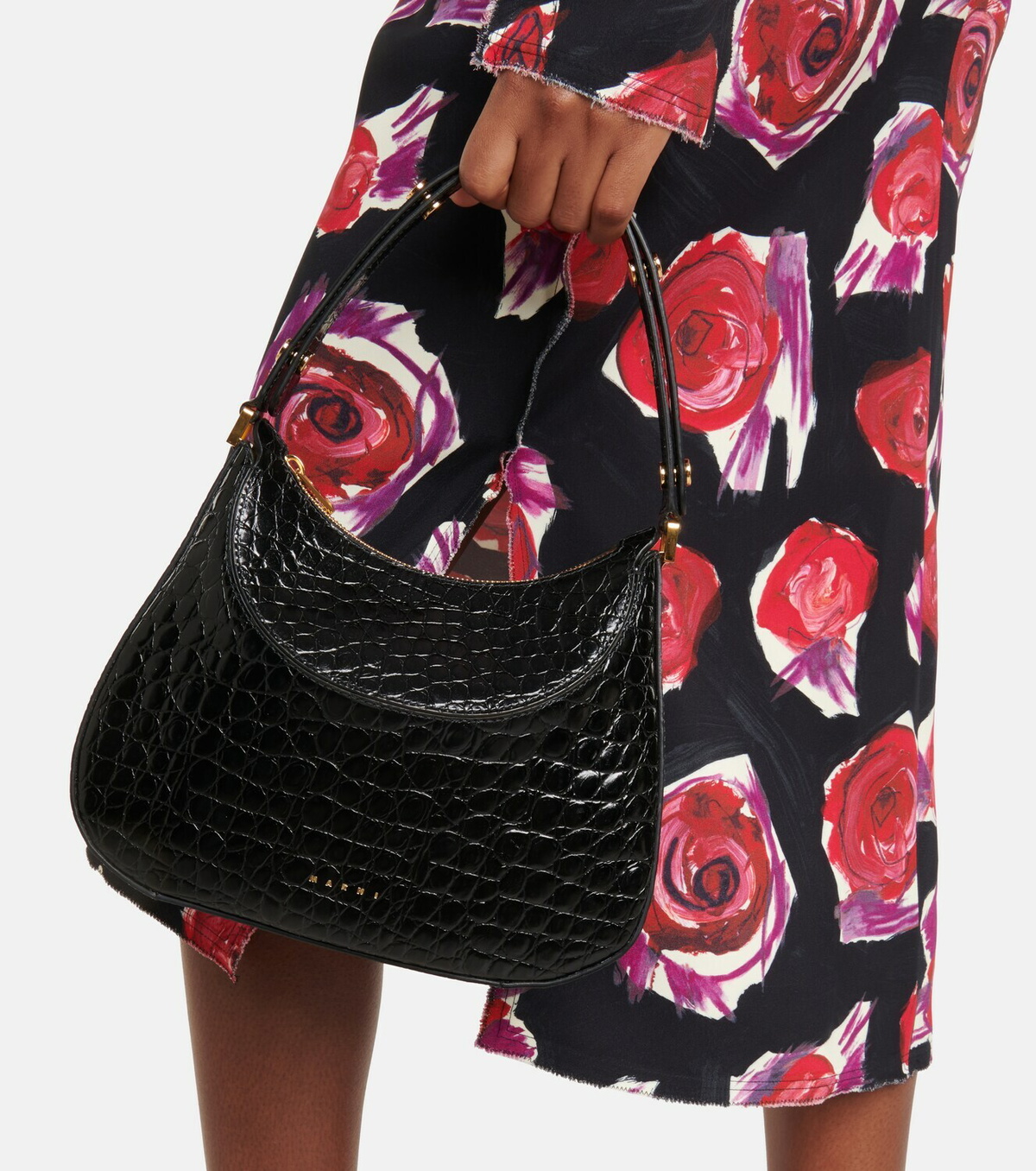 Marni Milano Mini croc-effect leather shoulder bag Marni