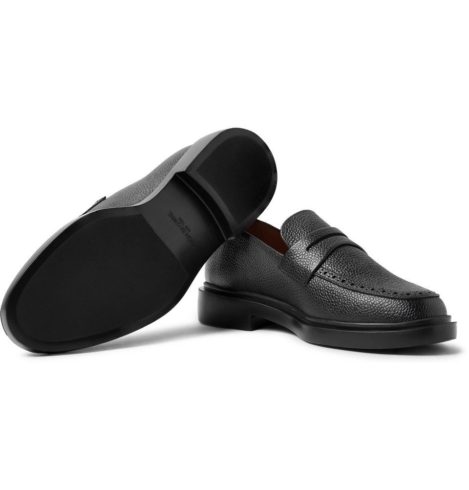 Thom Browne - Pebble-Grain Leather Penny Loafers - Men - Black Thom Browne