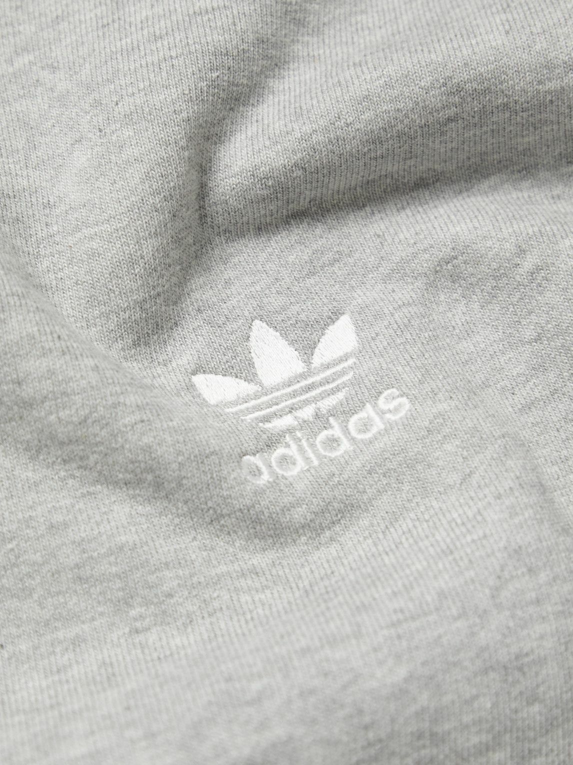 adidas Originals - Logo-Embroidered Cotton-Blend Jersey Hoodie - Gray ...