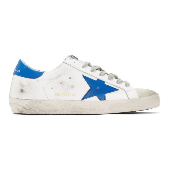 Golden Goose White and Blue Superstar Sneakers Golden Goose Deluxe Brand