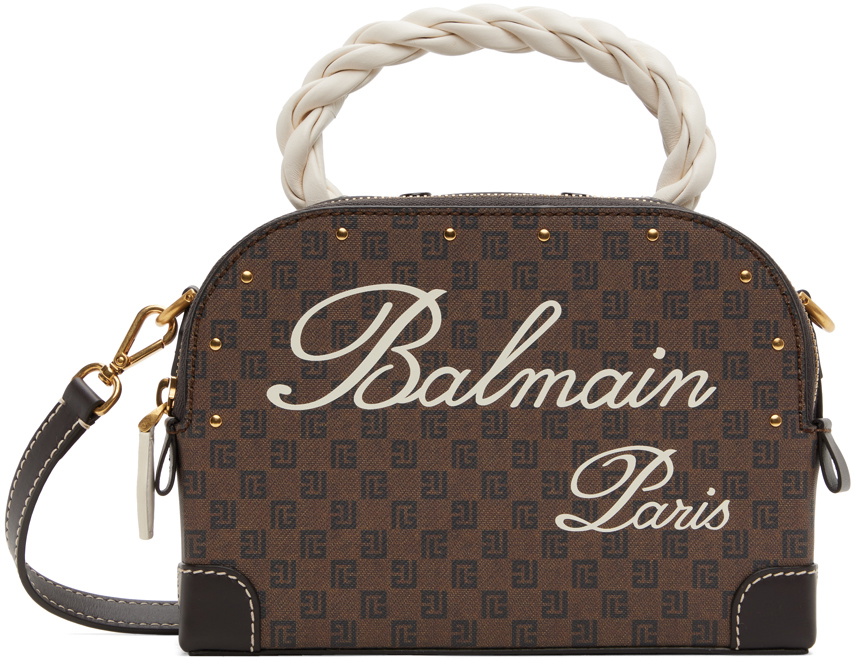 Balmain Brown Monogram Make Up Bag Balmain