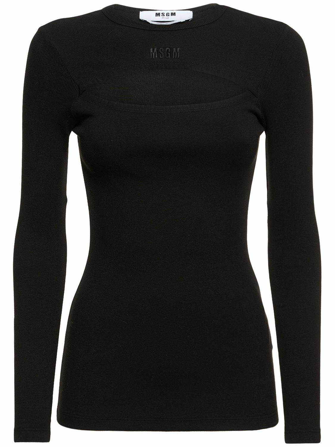 MSGM - Stretch Cotton Cutout T-shirt MSGM