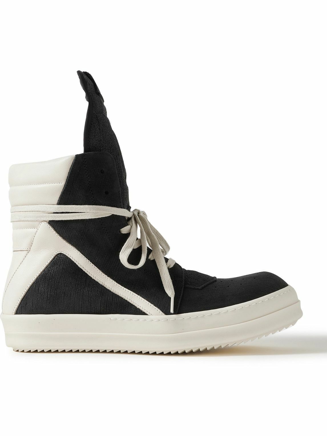 Rick Owens - Geobasket Textured-Suede and Leather High-Top Sneakers ...
