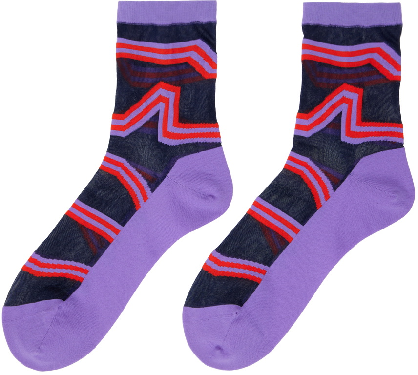 ISSEY MIYAKE Purple Stripe Socks Issey Miyake Men