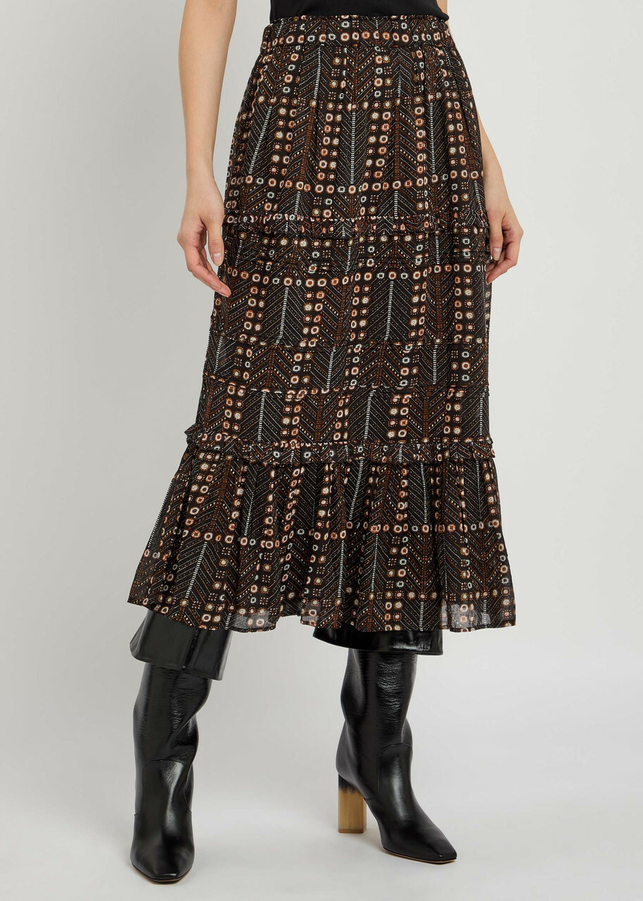 Isabel Marant étoile Diya Printed Cotton Midi Skirt Black Isabel Marant ...