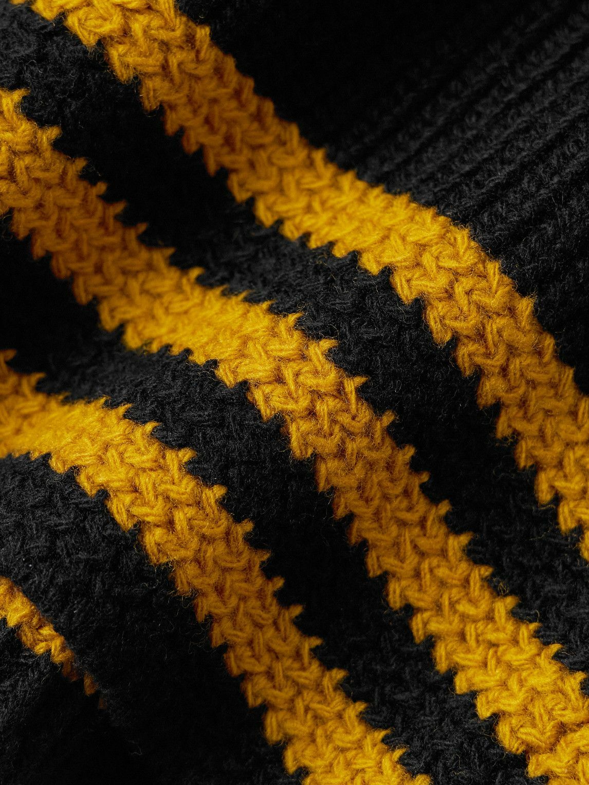 BODE - Deck Striped Ribbed Wool Sweater - Black Bode