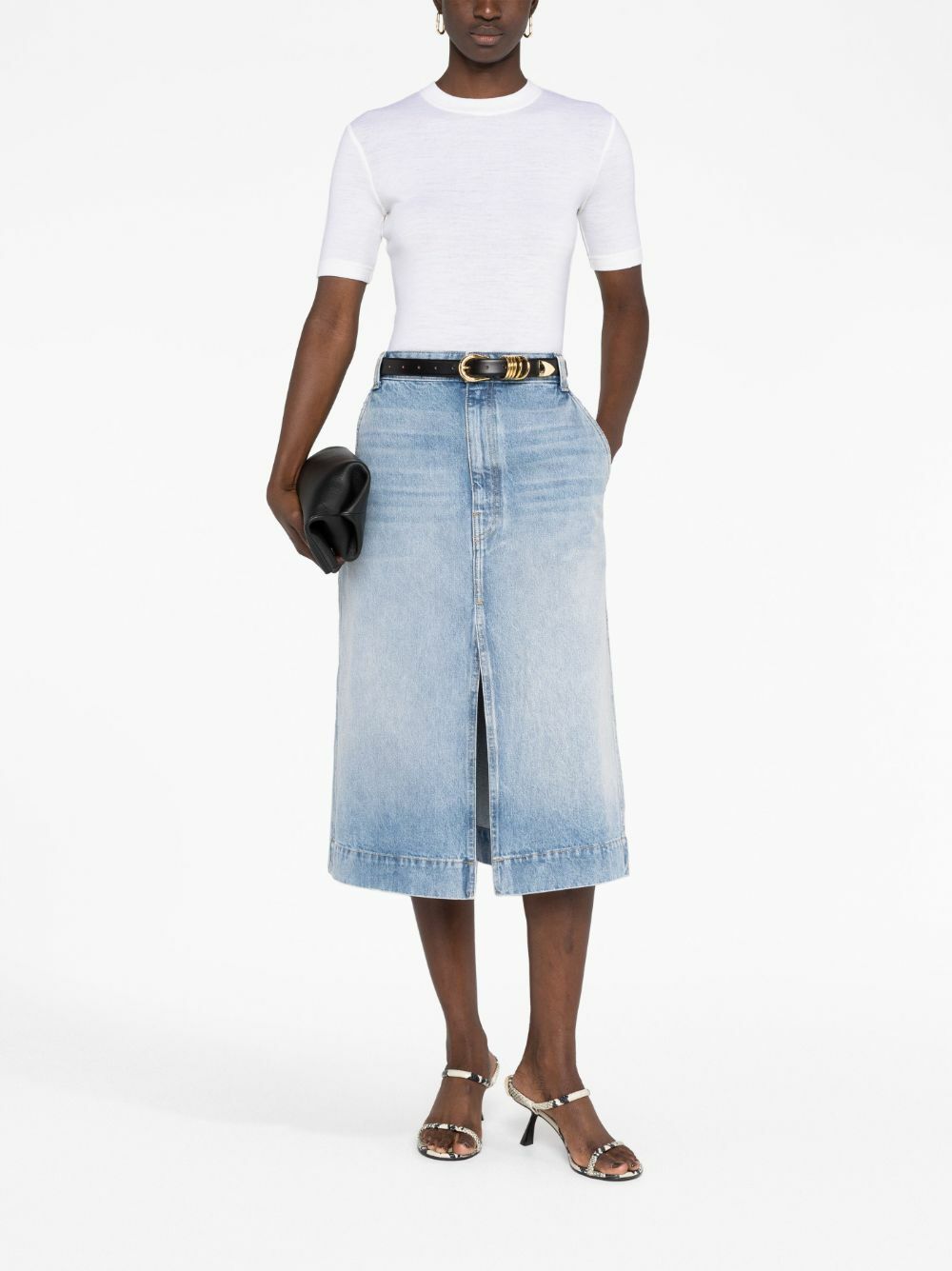 KHAITE The Charlene Denim Midi Skirt Khaite