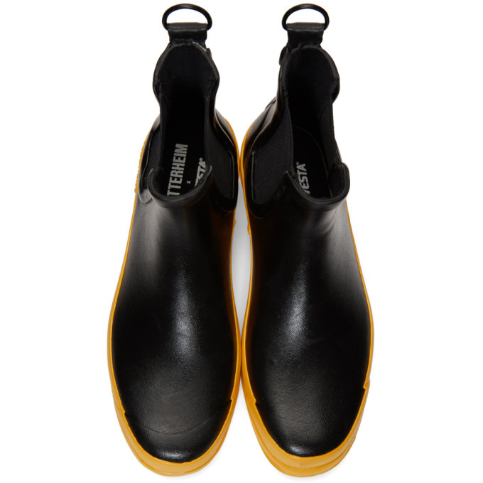 Stutterheim Black and Yellow Rainwalker Chelsea Boots Stutterheim