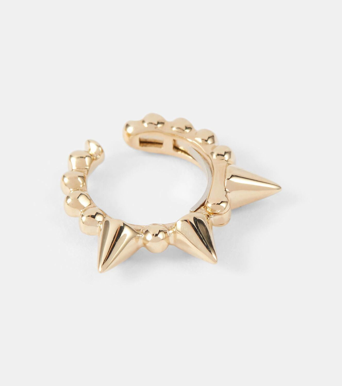 Maria Tash Granulated Triple Short Spike 14kt gold single ear cuff ...