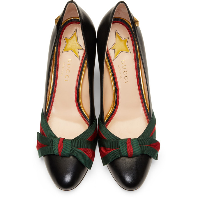 Gucci Black Grosgrain Bow Aline Heels Gucci