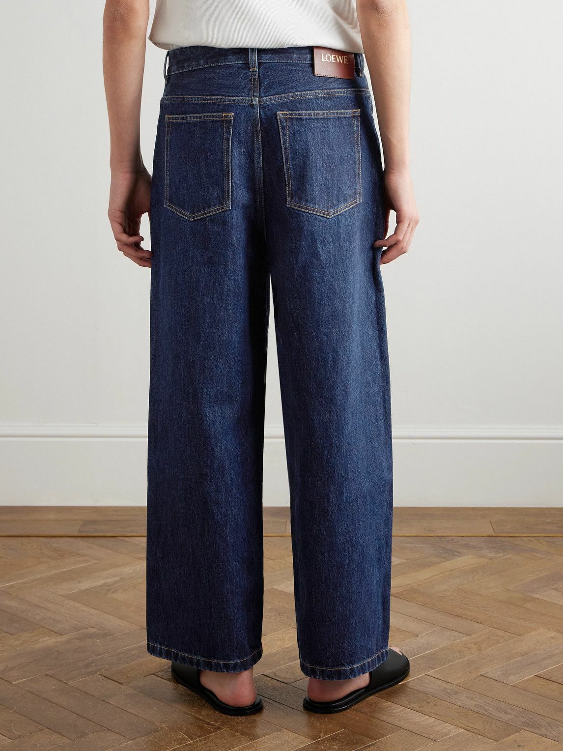 LOEWE - Wide-Leg Logo-Appliquéd Jeans - Blue Loewe