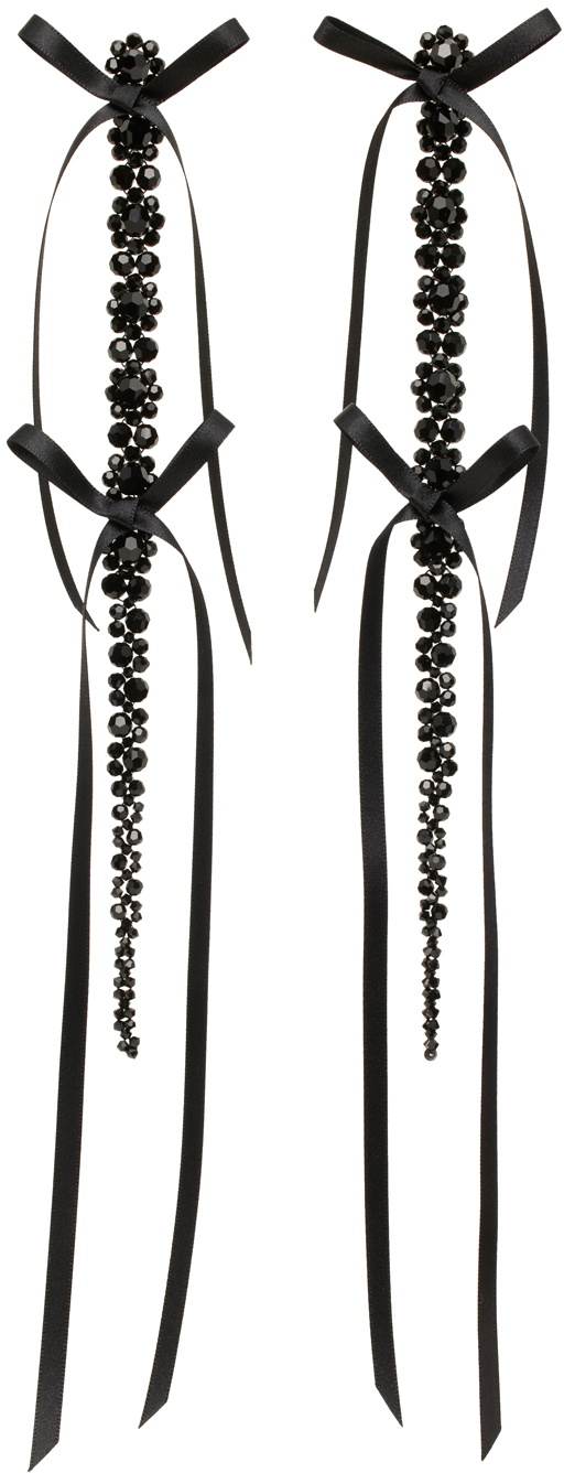 Simone Rocha Black Bow Ribbon Earrings Simone Rocha