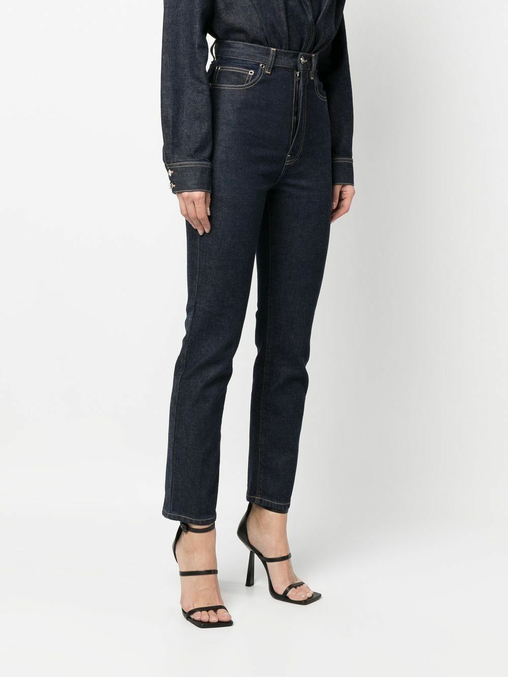 ALAÏA - High-waisted Denim Cotton Jeans ALAÏA