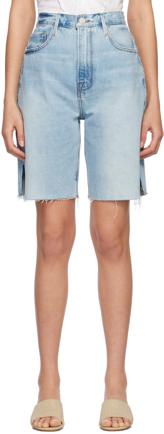 FRAME Blue Bermuda Denim Shorts Frame Denim