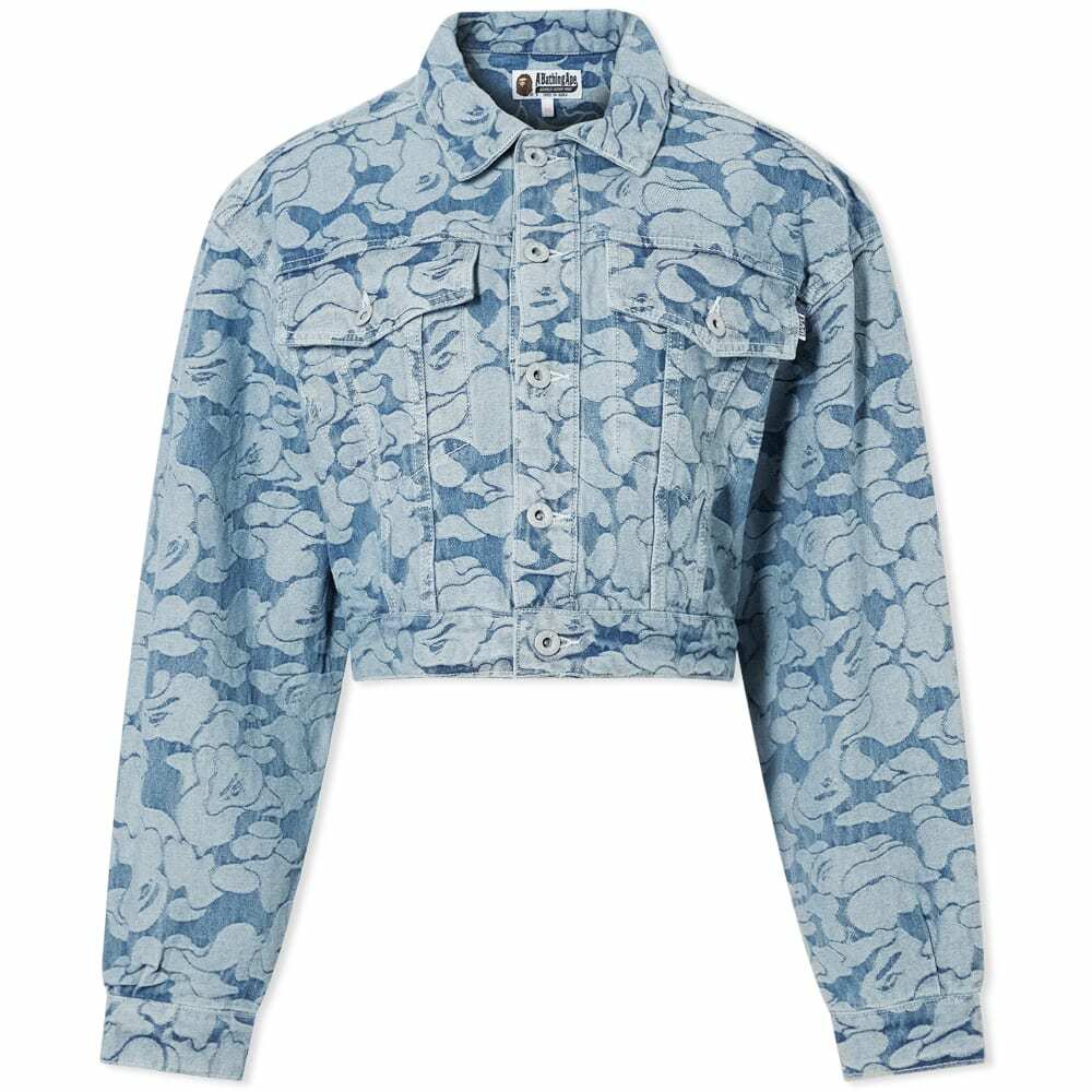 A Bathing Ape Solid Camo Cropped Denim Jacket A Bathing Ape