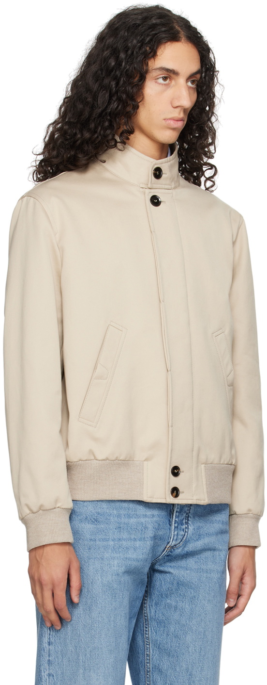 Brioni Beige Cotton Bomber Jacket Brioni