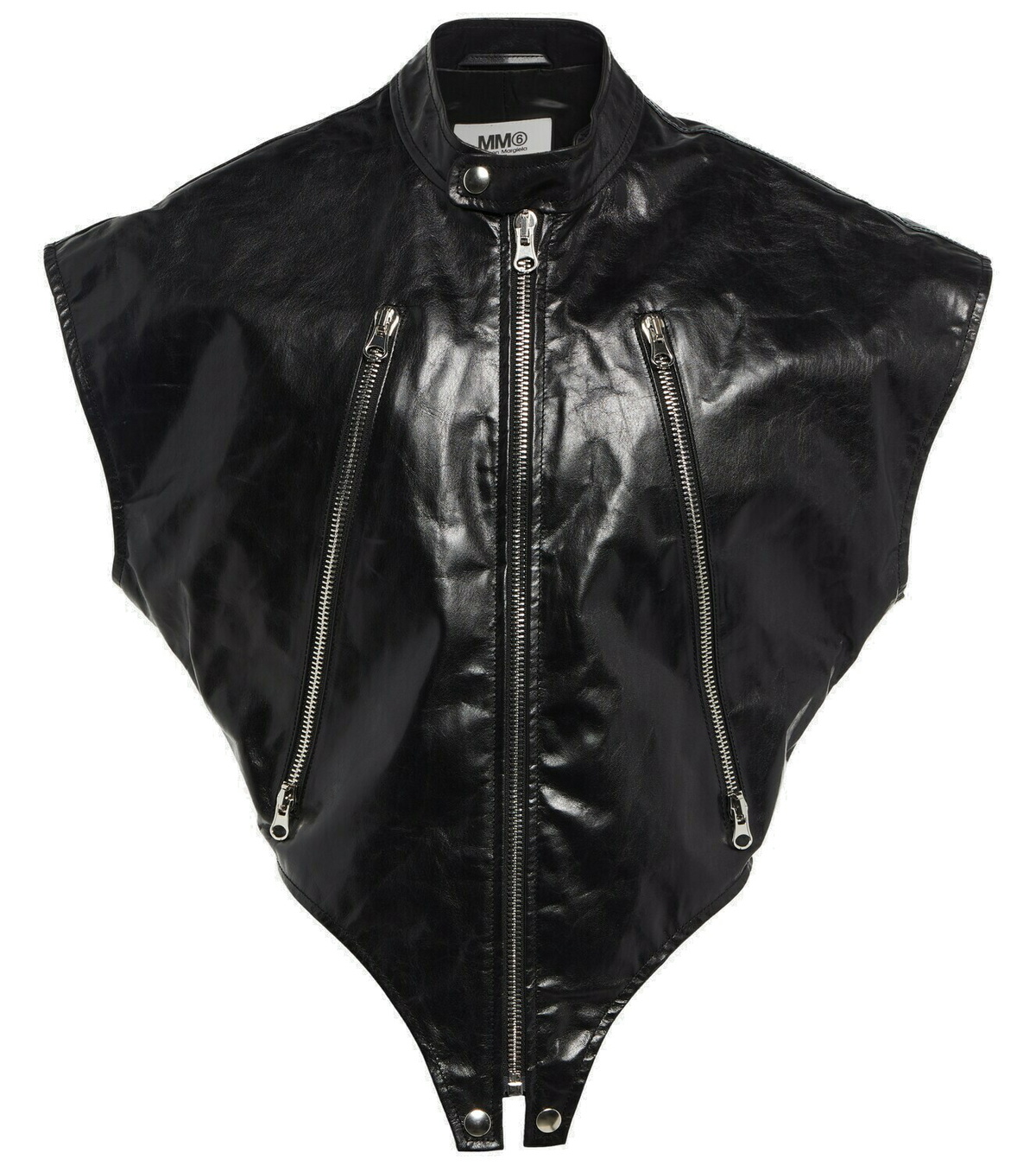 MM6 Maison Margiela Brown Sports Faux-Leather Jacket MM6 Maison Margiela