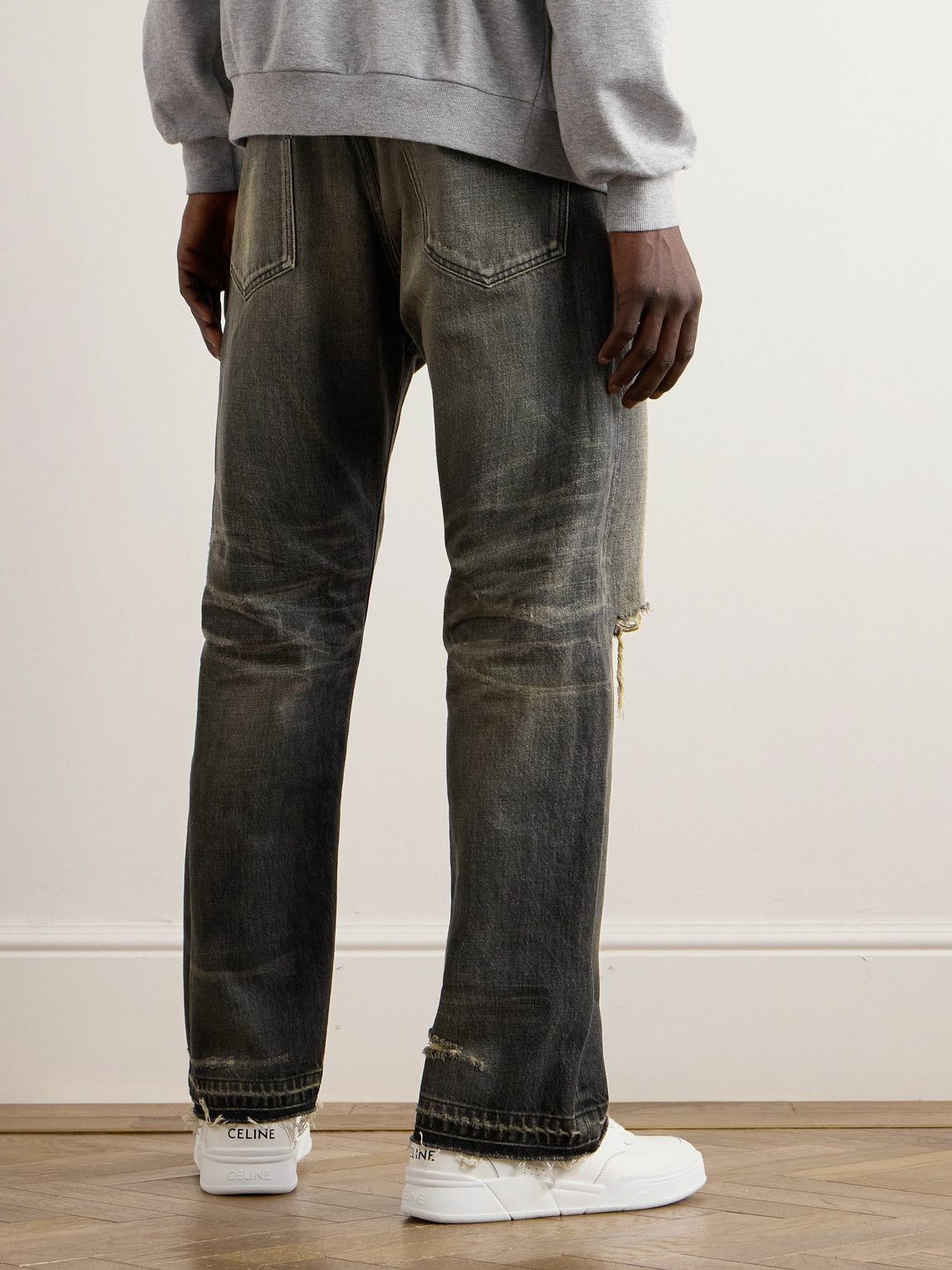 CELINE - Wesley Straight-Leg Distressed Jeans - Black Celine