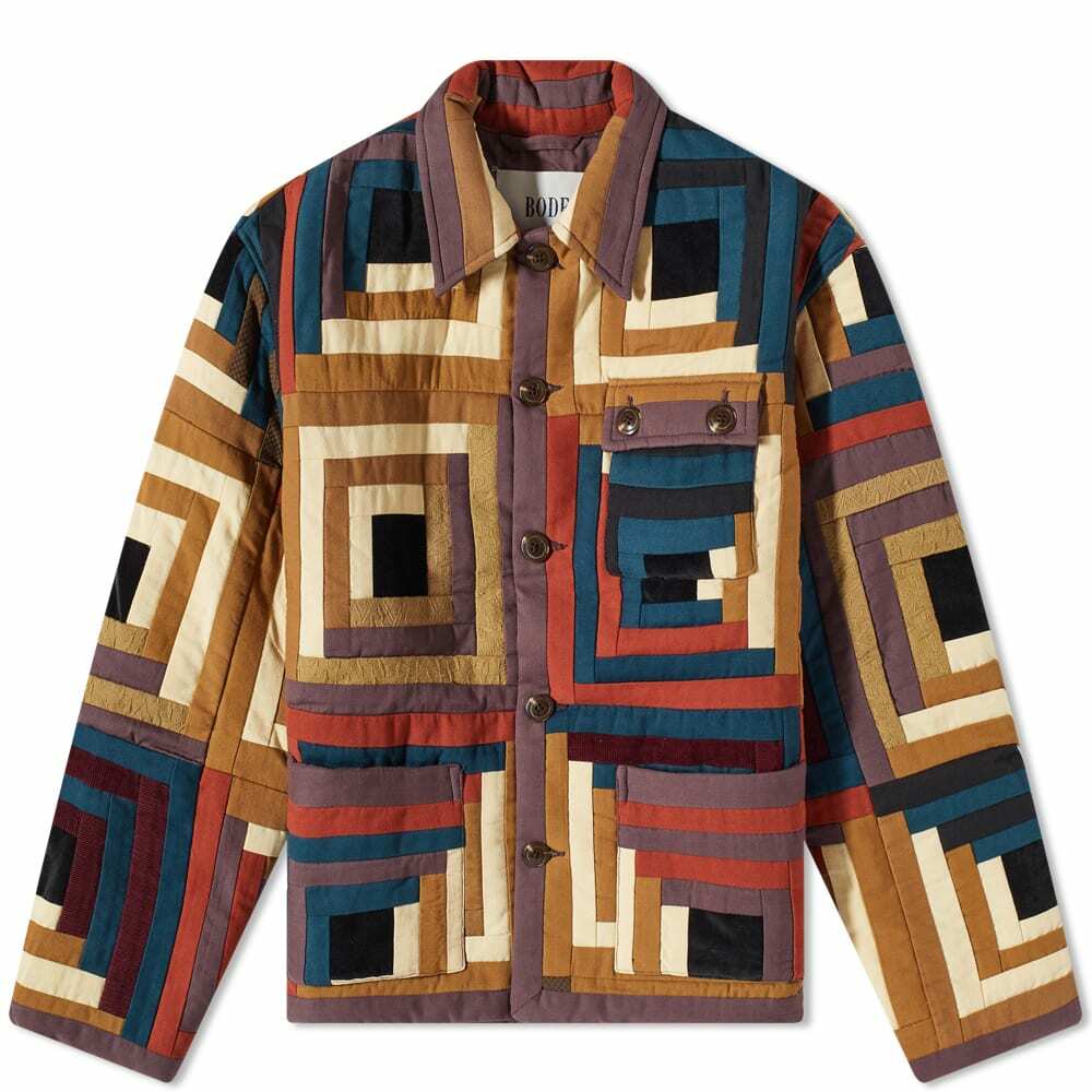 Bode Men's Log Cabin Quilted Workwear Jacket in Multi Bode