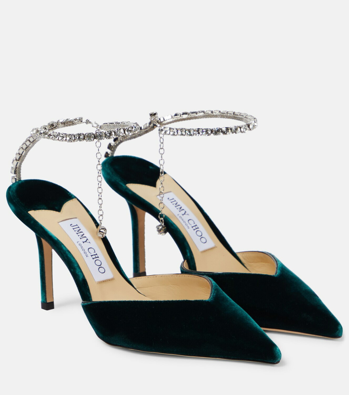 Jimmy Choo Saeda 85 embellished velvet pumps Jimmy Choo