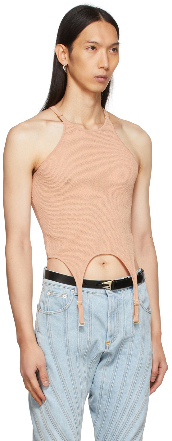 Dion Lee Beige Hosiery Mesh Garter Tank Top Dion Lee