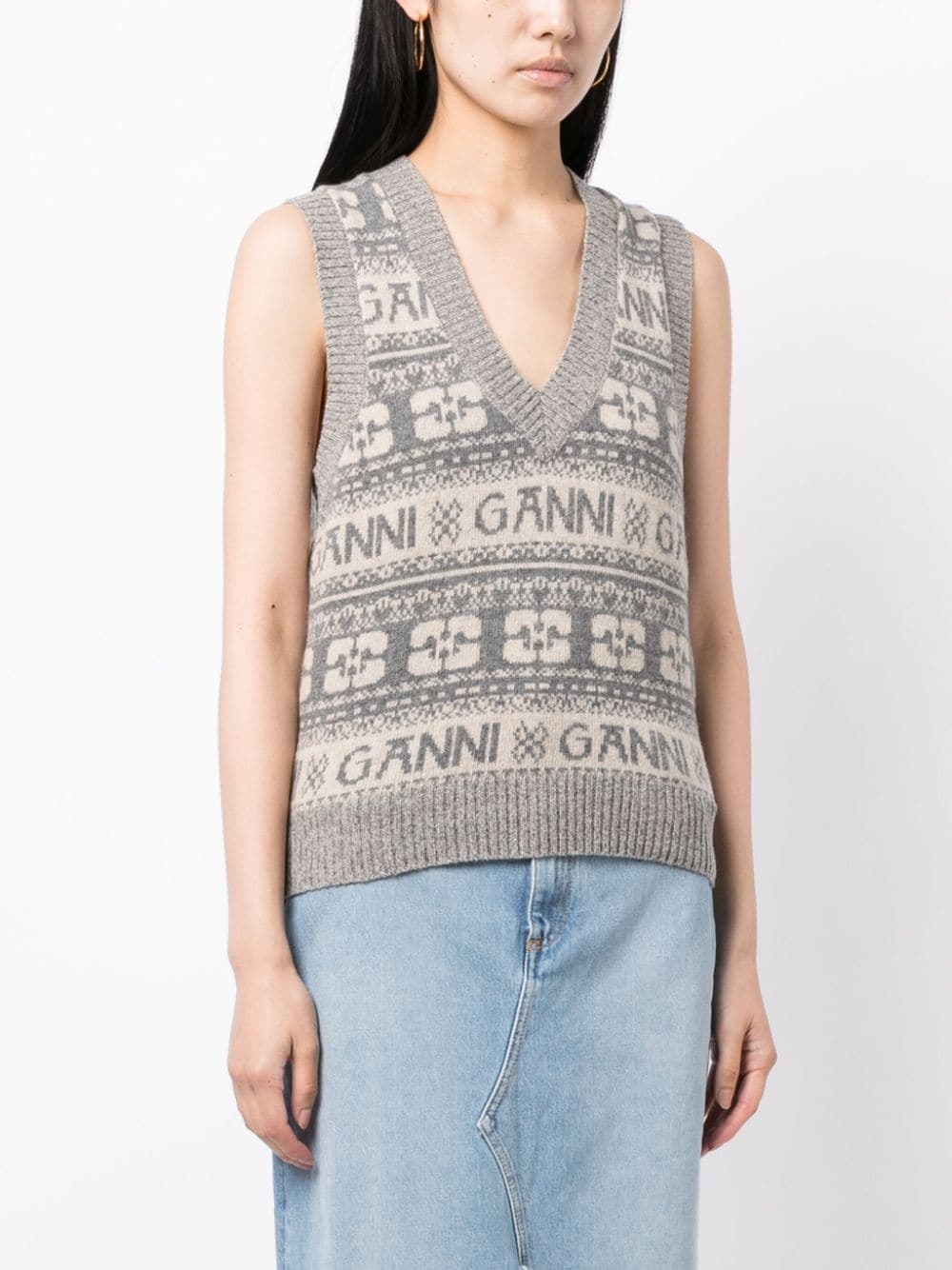 GANNI - Logo Wool Blend Vest GANNI