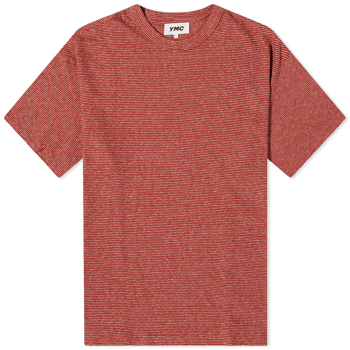 YMC Men's Triple Stripe T-Shirt in Red-Ecru YMC