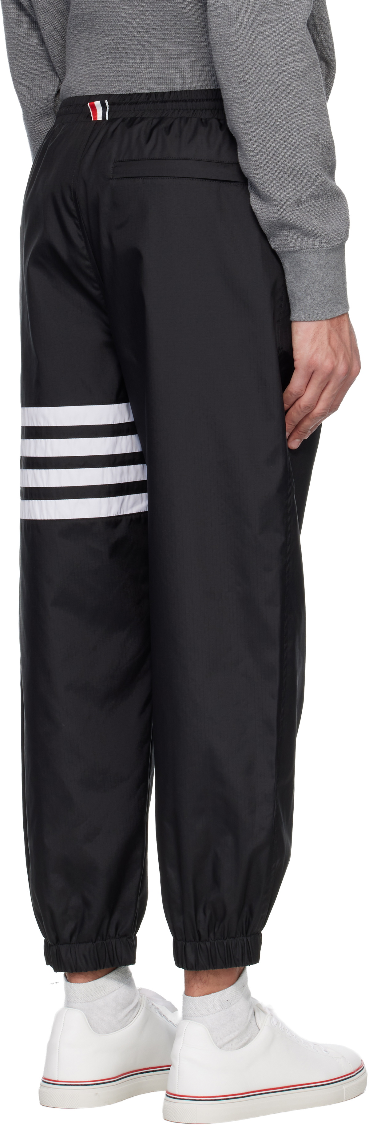 Thom Browne Black Shiny Ripstop 4-Bar Track Pants Thom Browne