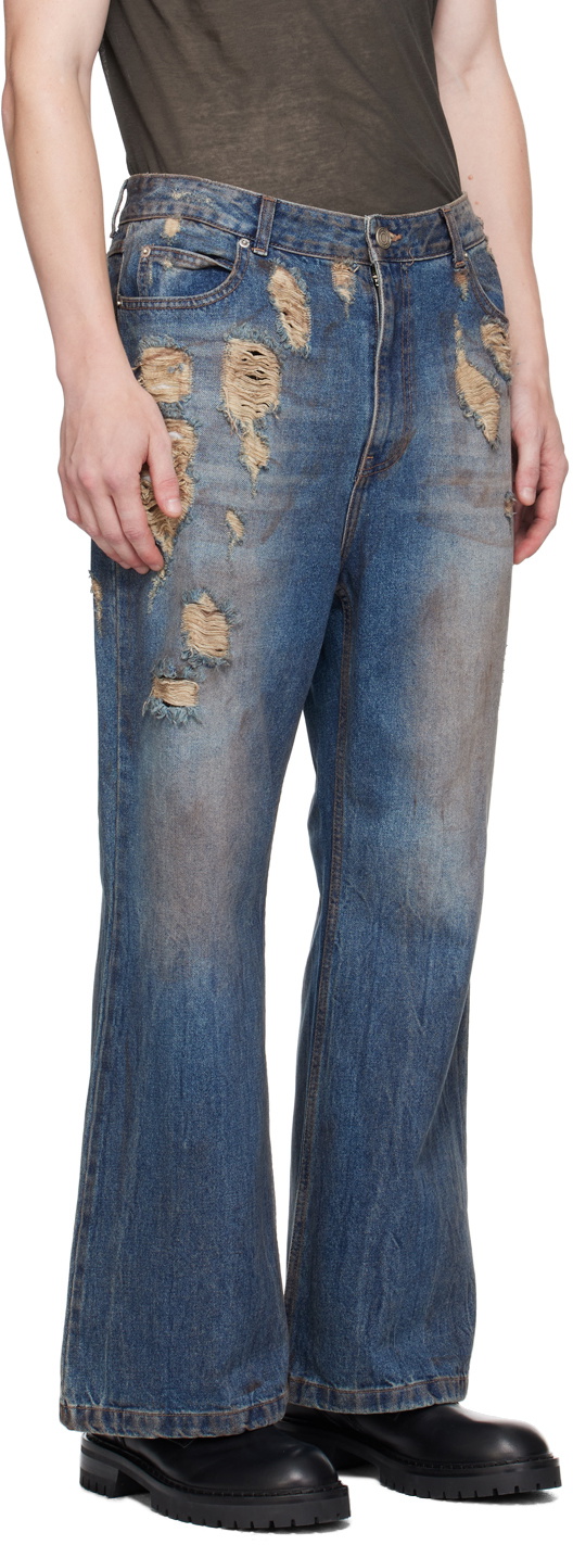 Juun.J Blue Oil-Washed Jeans Juun.J