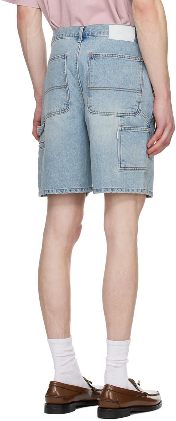 Dunst Blue Curved Denim Shorts